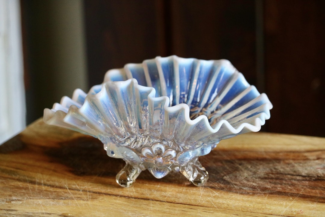 Vintage Sowerby Opalescent Glass Bowl, Bougie Victorian Decor, Antique ...