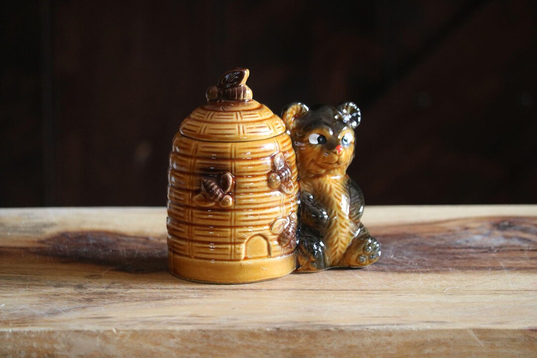 Vintage Honey Pot With Bear and Bees, Retro Kitchenalia, Comes With ...