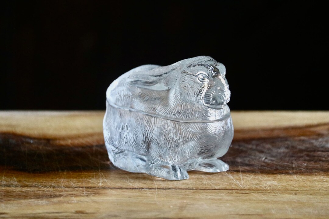 Small Vintage Glass Bunny Candy Dish, Pretty Easter Decor, Embossed ...