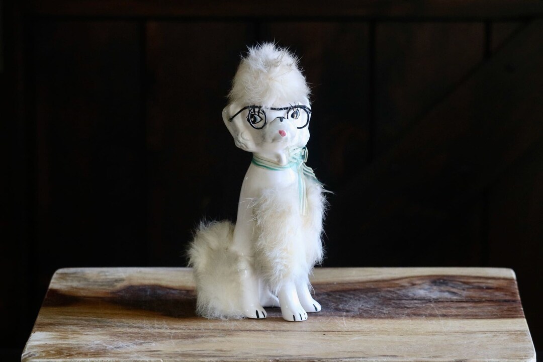Large Vintage Poodle Figurine Wearing Glasses, Cute & Kitschy Spring ...