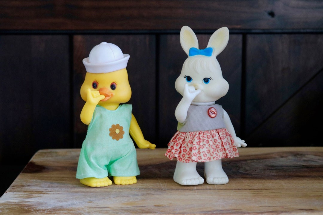Vintage Rubber Toy Animals, Cute Kitschy Spring Decor, Thumb Suckers ...