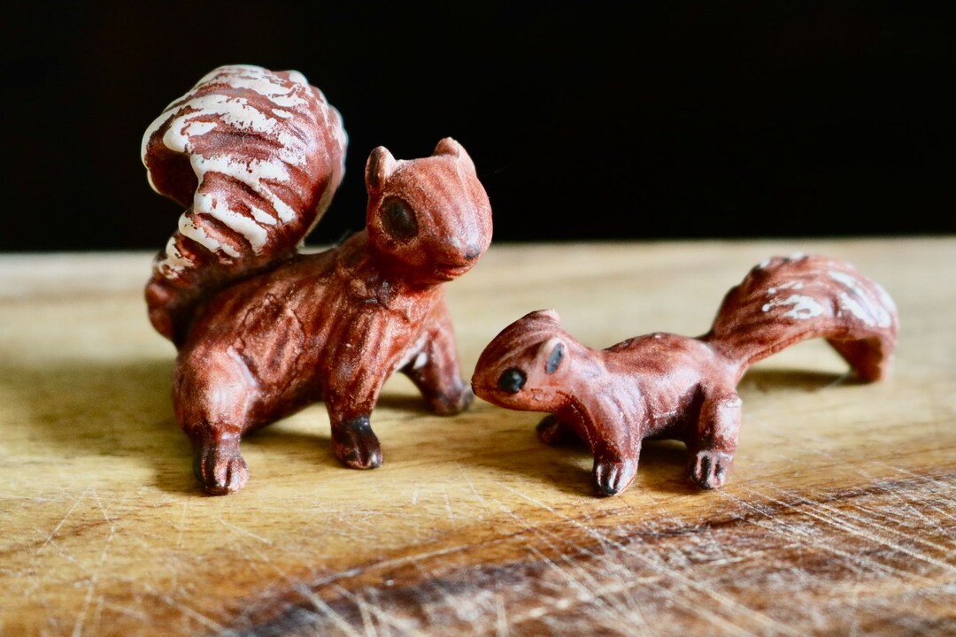 Vintage Miniature Squirrel Figurines, Cute Fall Decor, Crafter Gift ...