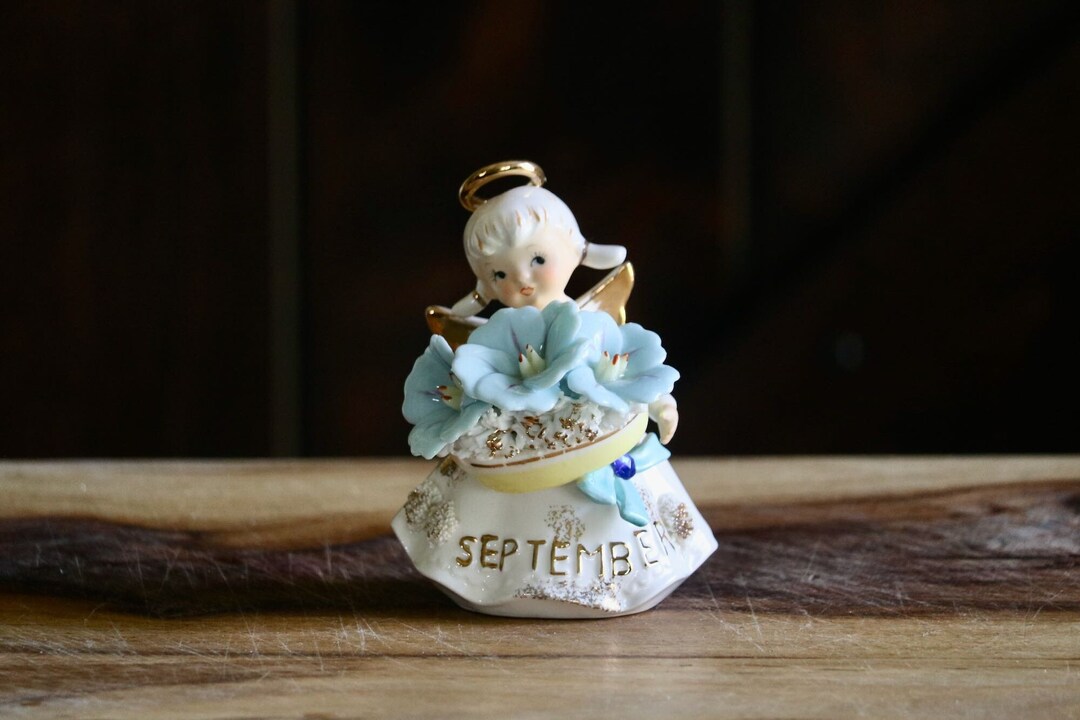 Vintage Lefton September Angel Figurine, Kitschy Summer Decor, Angel ...