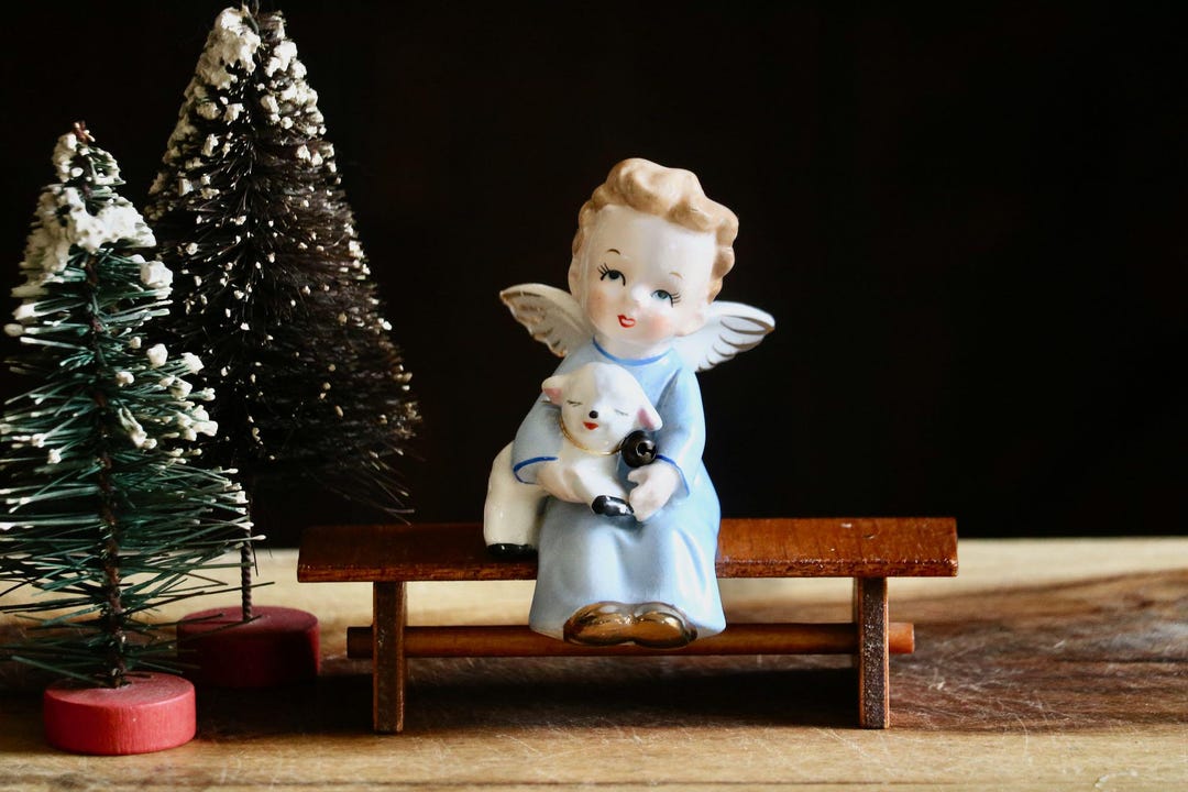 Kitschy Boy Angel Figurine, Vintage Christmas Decor, Cute Little Boy ...