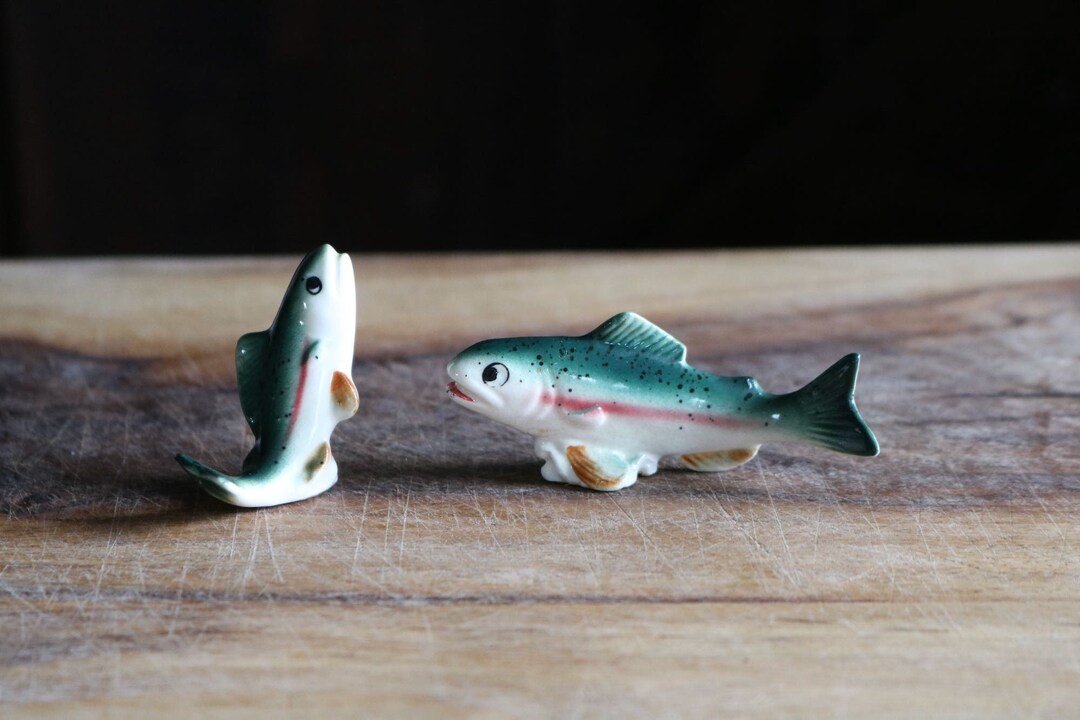 Vintage Miniature Rainbow Trout Figurines, Bone China Fish, Diorama ...