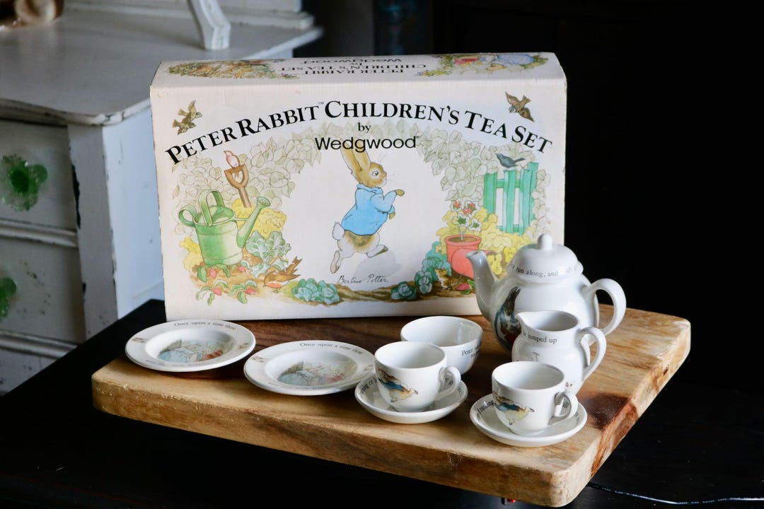 Vintage Peter Rabbit Tea Set, Easter Decor, Beatrix Potter Bunny Tea ...