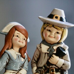 Girl and Boy Pilgrim Figurines, Vintage Thanksgiving Decor, Retro ...