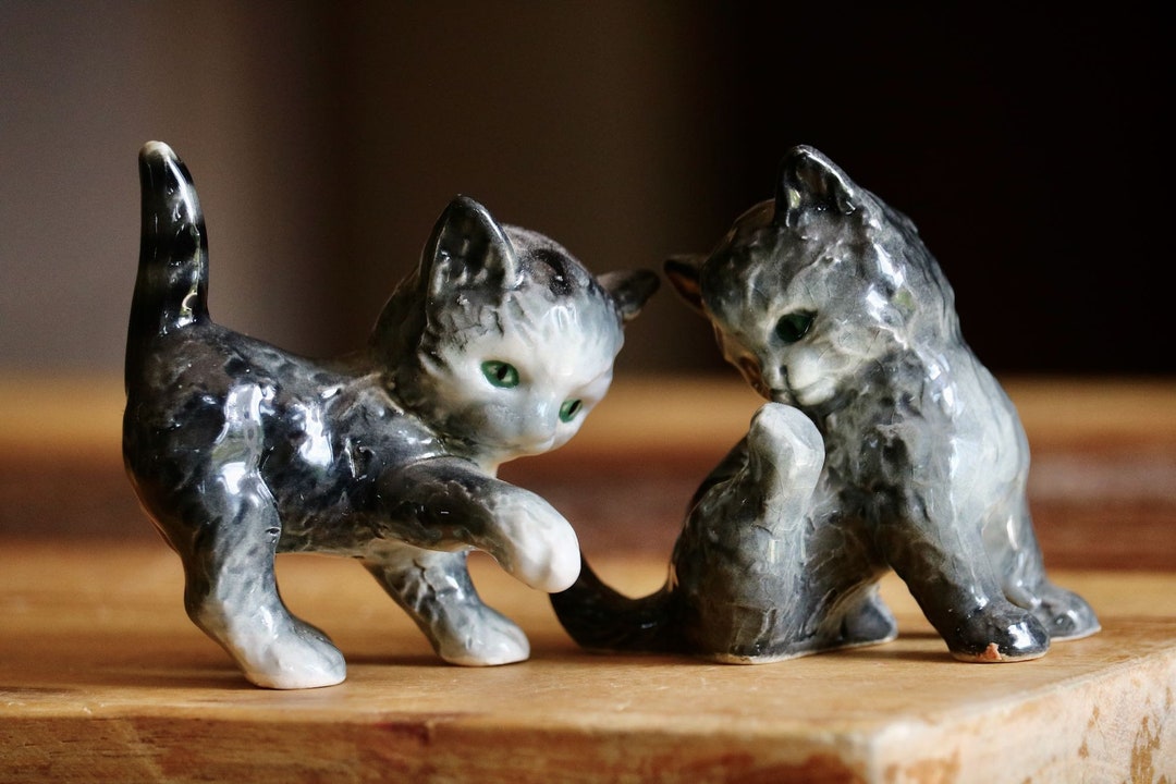 Small Vintage Goebel Tabby Cat Figurines, Cute Playful Kittens in ...