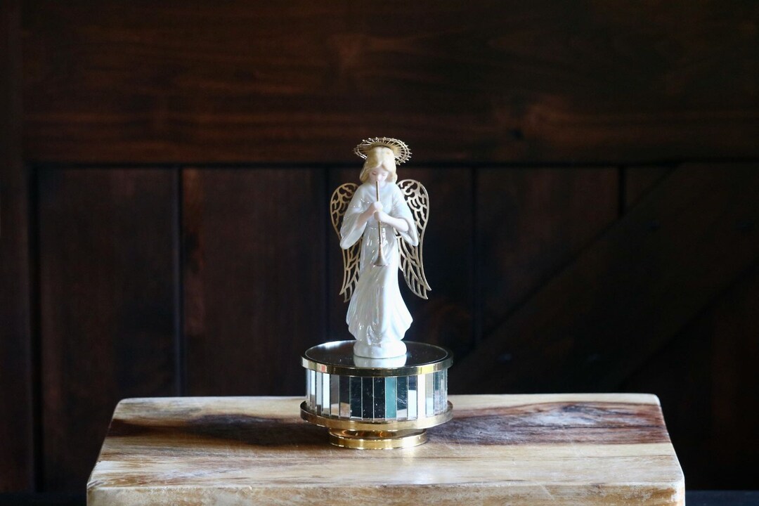 Mirrored Angel Music Box Vintage Christmas Decor Porcelain - Etsy