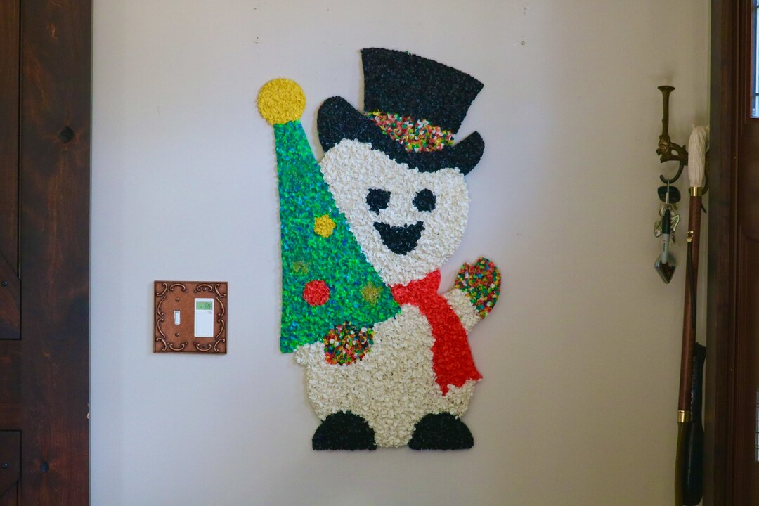 Large Melted Popcorn Snowman, Vintage Christmas Decor, Plastic Snowman ...