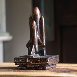 Vintage Cast Metal Space Shuttle Figurine on Launch Pad, Johnson Space ...