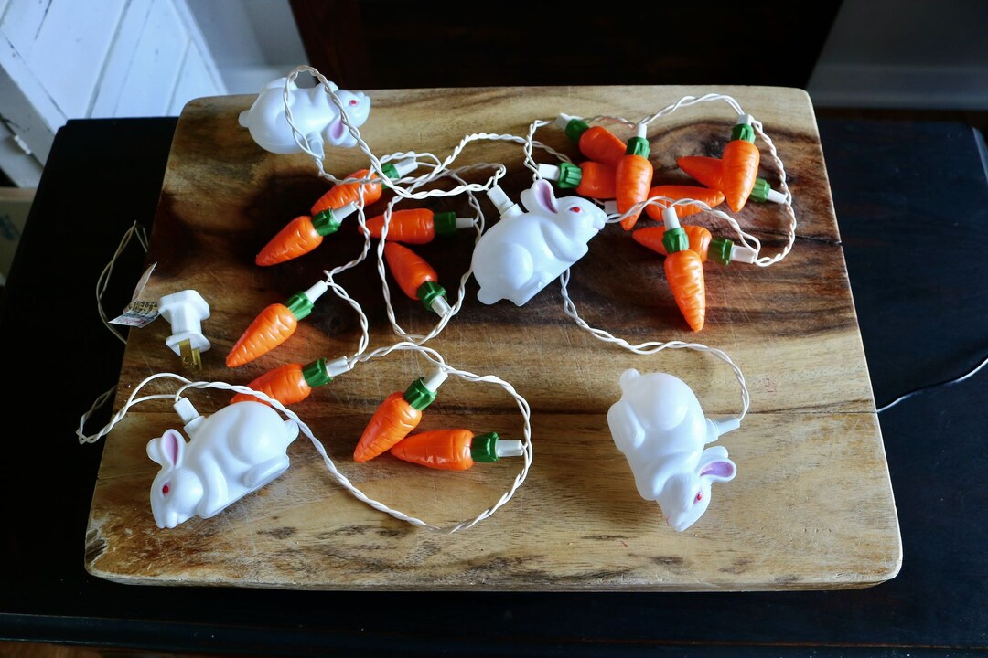 Vintage Bunny and Carrot Light Covers, Cute Spring Decor, Comes With ...