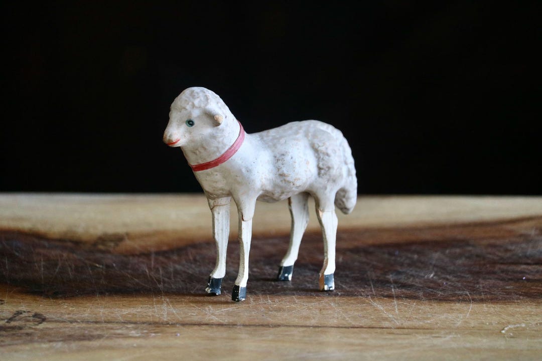 Vintage Composite Sheep Figurine, Primitive Spring and Easter Decor ...