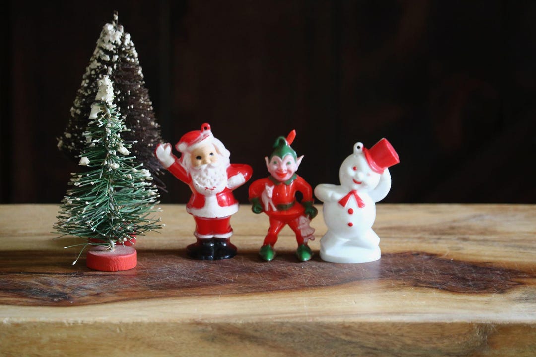 Kitschy Plastic Rosbro Ornaments, Vintage Christmas Decor, Set of 3 ...