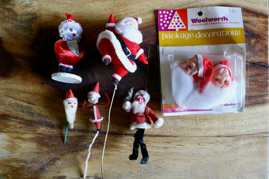 Kitschy Santa Lot, Vintage Christmas Crafts, Santa Picks, Package ...