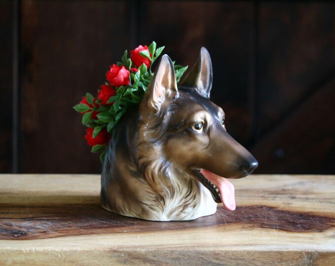 Vintage Inarco German Shepherd Planter, Beautiful Elegant Dog Decor ...