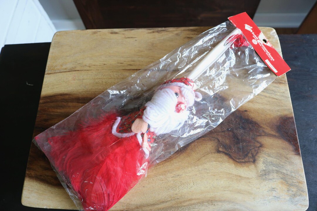 Santa Feather Duster, Vintage Christmas Decor, Cute Retro Santa With ...