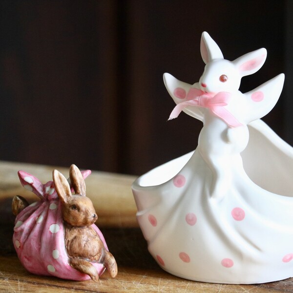 Rabbit With Basket Statue - Etsy