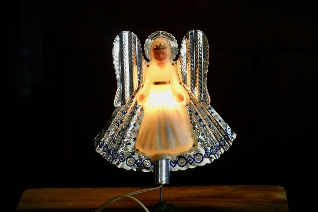 Timco Angel Tree Topper, Vintage Christmas Decor, Light up Celluloid ...