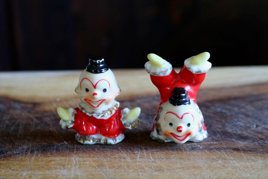 Small Vintage Clown Figurines, Spring Decor, Comical Clowns in Cute ...