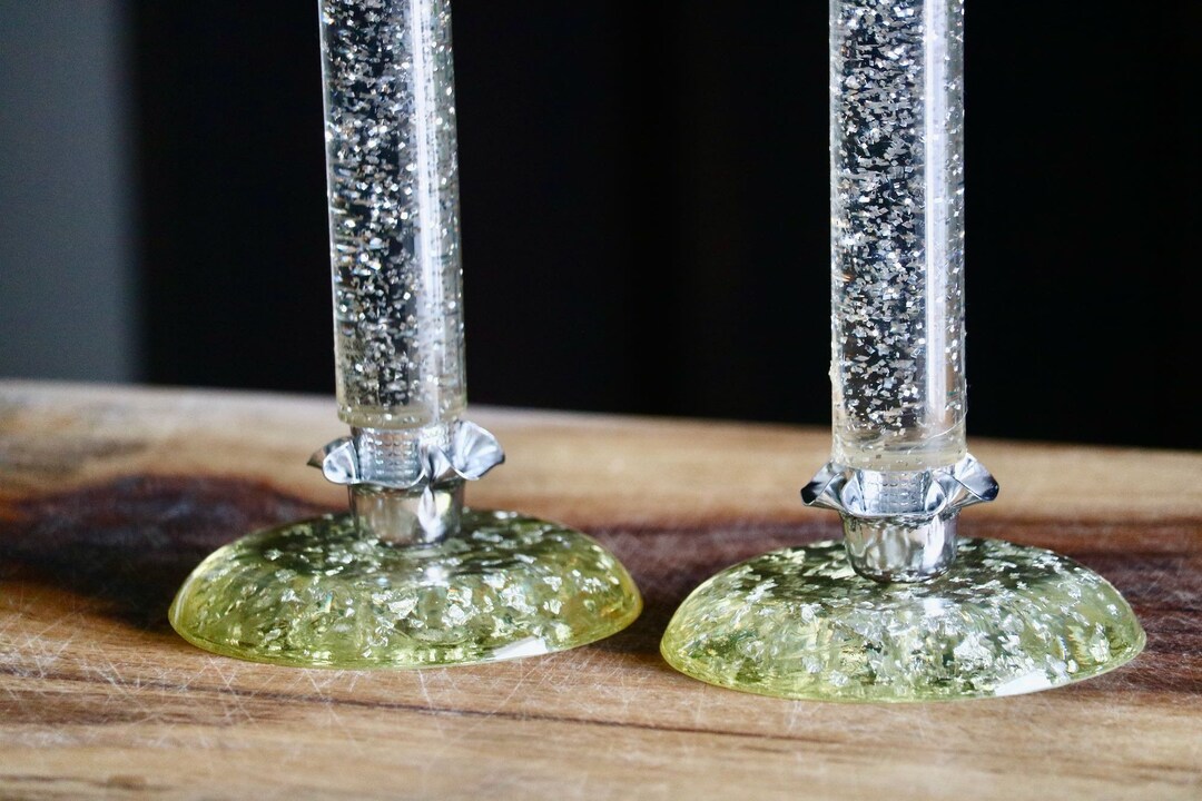 Vintage Lucite Candles With Candleholders, Elegant Centerpiece, 16 ...