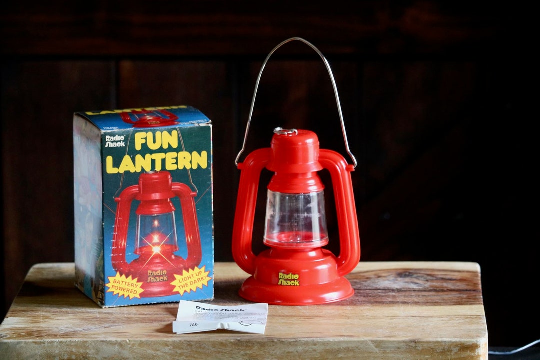 Vintage Radio Shack Lantern, Cute Camping Light, Red Fun Lantern in ...
