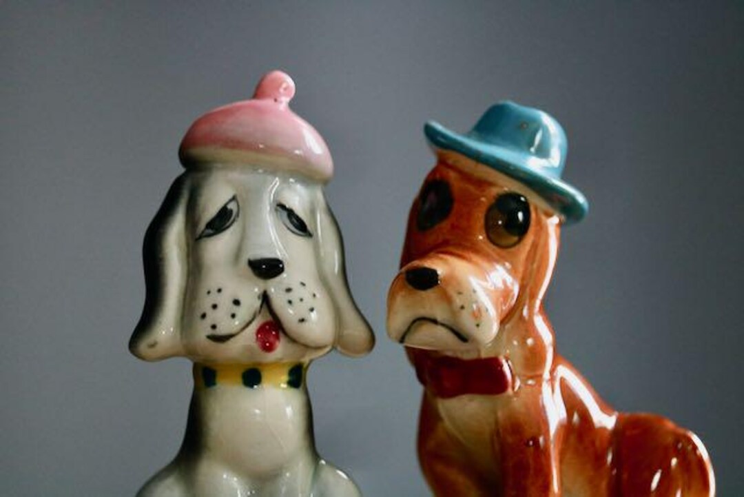Vintage Dog Salt and Pepper Shakers, Retro Kitchenalia, Cute Gangster ...