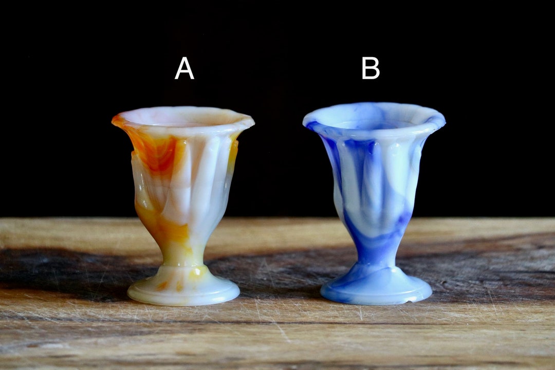 Vintage Akro Agate MINI Slag Glass Vase, Spring Decor, CHOOSE ONE ...