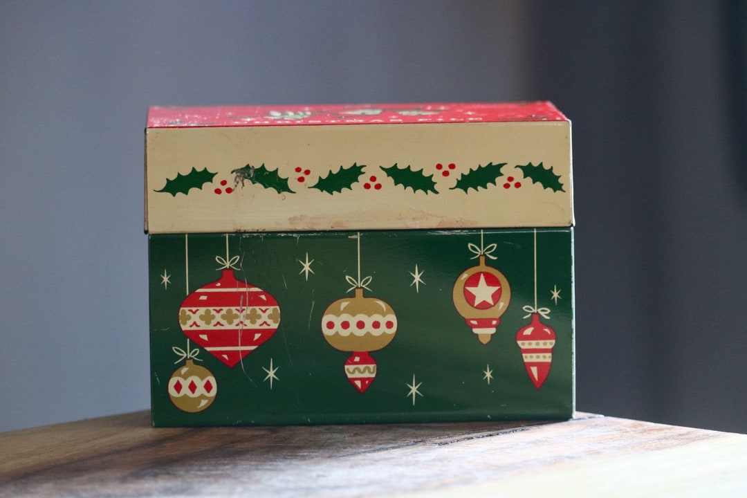 Index Card Box for Organizing a Christmas Card Mailing List, Vintage ...
