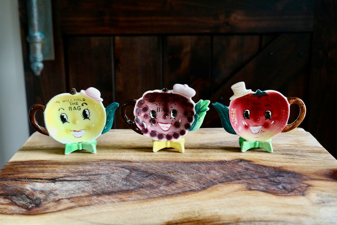Cute Vintage Tea Bag Holder, Retro Kitchenalia, CHOOSE ONE Lemon Grape ...