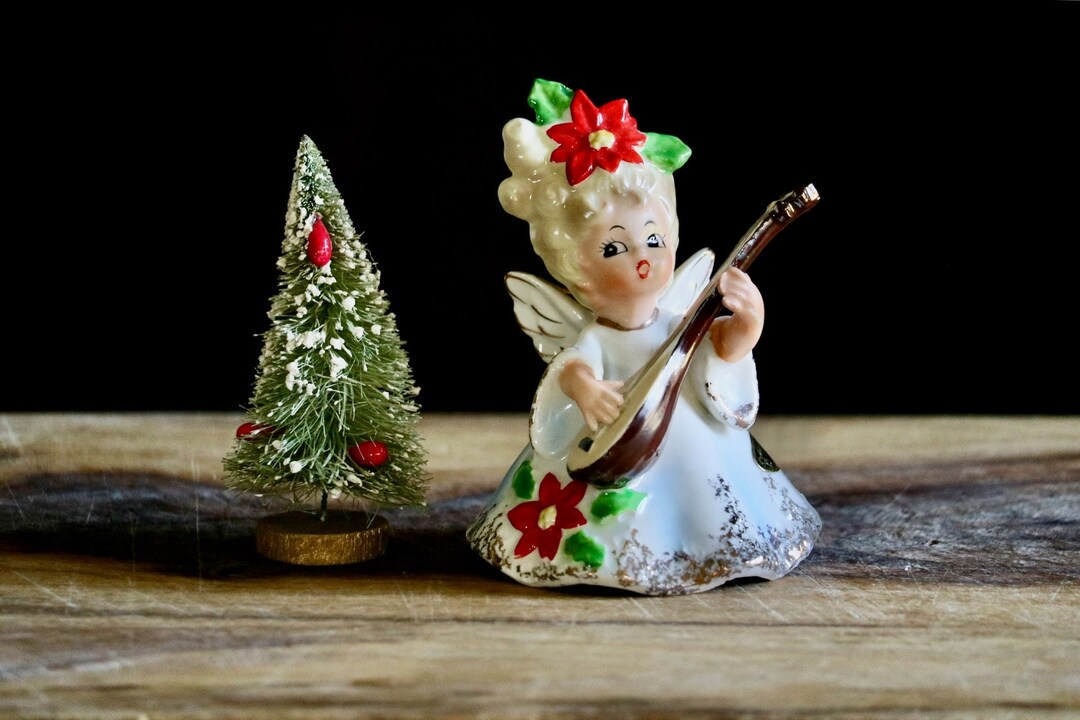 Josef Originals Angel Figurine, Vintage Christmas Decor, Angel Playing ...