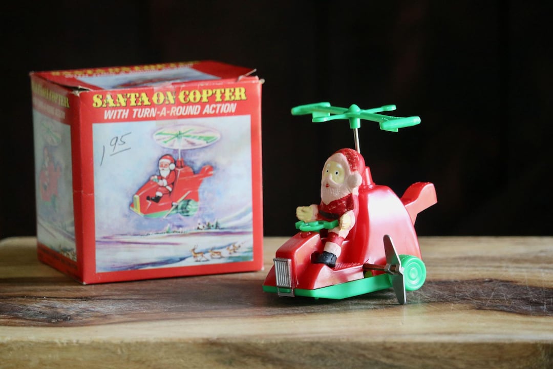 Santa on Copter With Turn-around-action, Vingtage Christmas Decor, JSNY ...