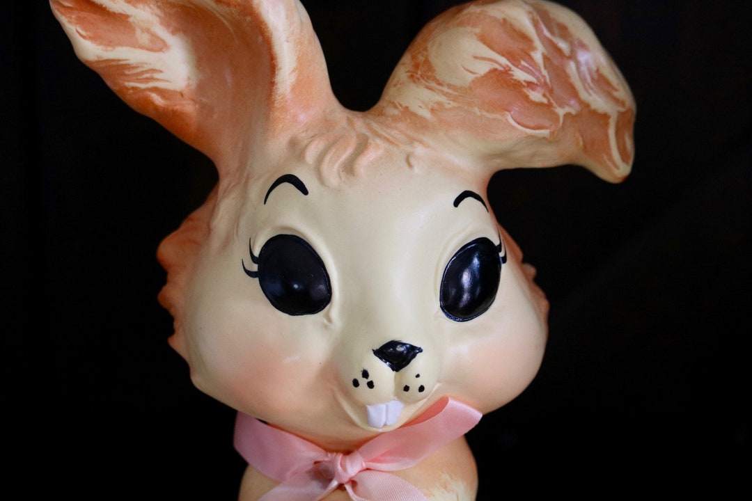 Vintage Bunny Bank, Kitschy Spring Decor, Hard Rubber Toy Rabbit ...