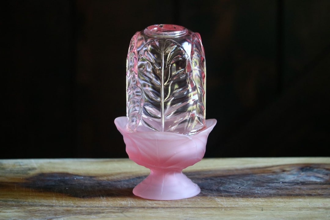 Vintage Pink Viking Glass Cabbage Leaf Fairy Lamp, Bougie Spring Decor ...