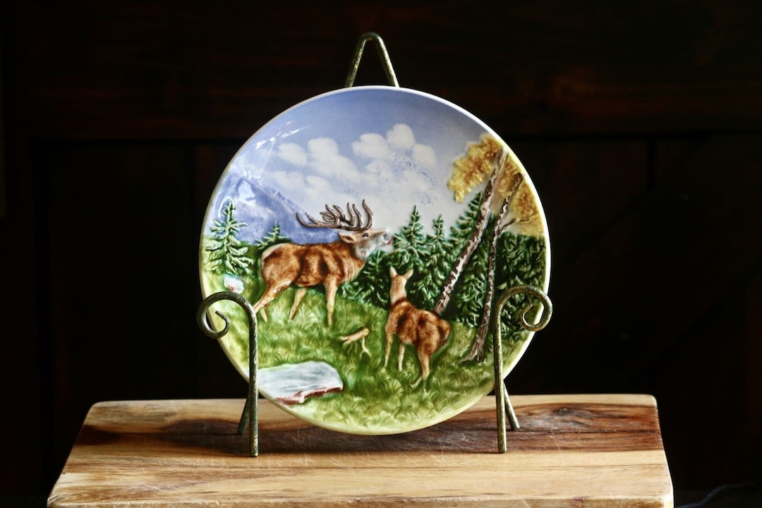 Vintage Schramberg Majolika Elk Plate, Retro Lakehouse Decor ...