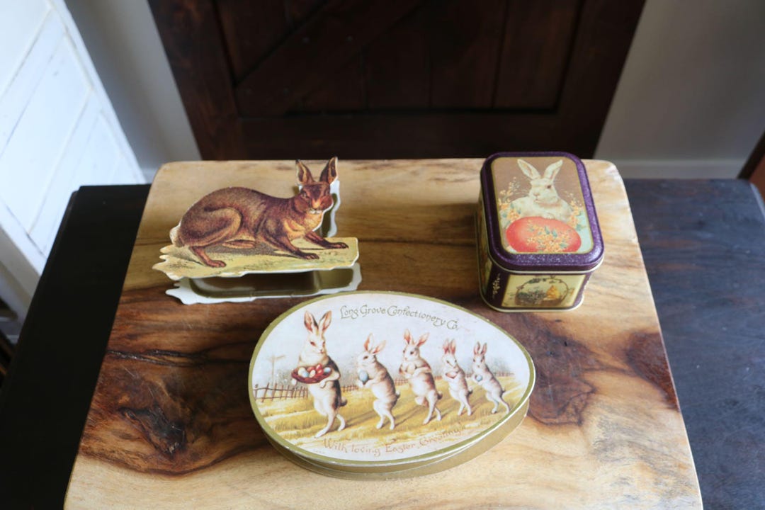 Vintage Bunny Box, CHOOSE Crouching Brown Hare, White Rabbits With ...