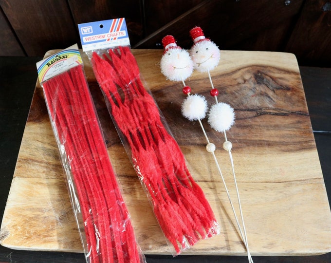 Vintage Chenille Stems, Comes With 2 Sparkley Snowman Picks, Christmas ...