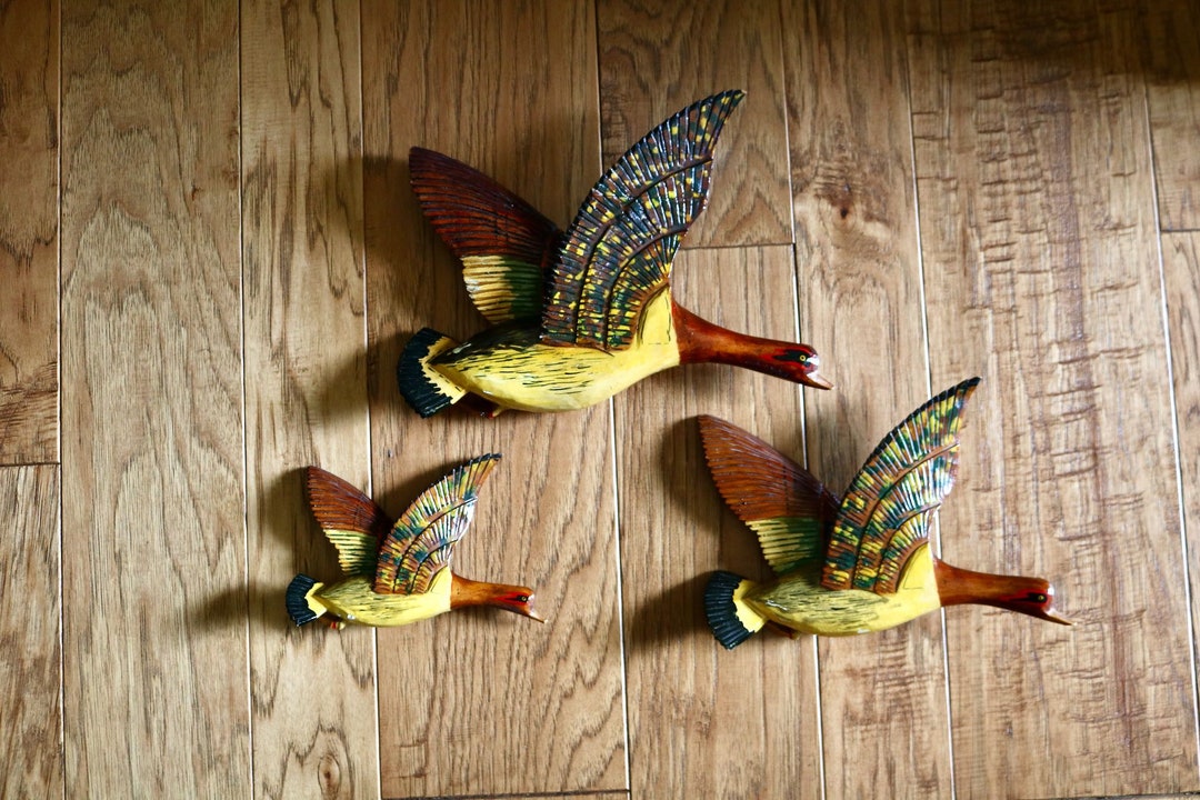 Vintage Carved Wooden Pheasant Plaques, Retro Lakehouse Wall Art, Set ...