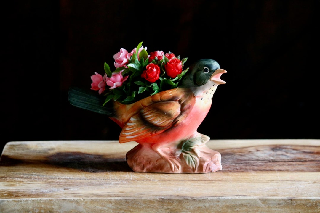 Vintage Robin Planter Bougie Spring Decor Ceramic Bird Plant - Etsy