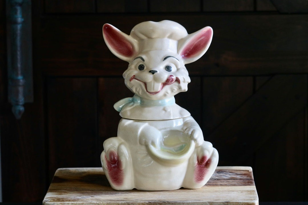 Vintage Brush Mccoy Bunny Cookie Jar, Retro Kitchenalia, Baker Rabbit ...