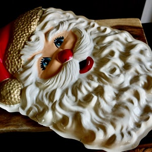 Large Plastic Santa Face, Vintage Christmas Decor, Retro Holiday Wall ...