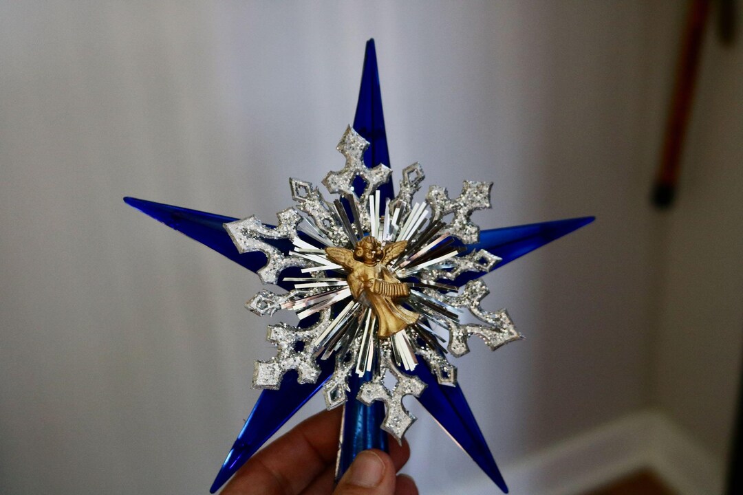Jewelbrite Electrified Blue Star Christmas Tree Topper, Vintage Holiday ...