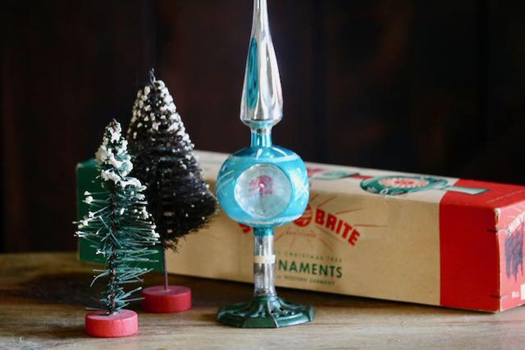 Mercury Glass Spire Tree Topper, Vintage Christmas Decor, Shiny Brite ...