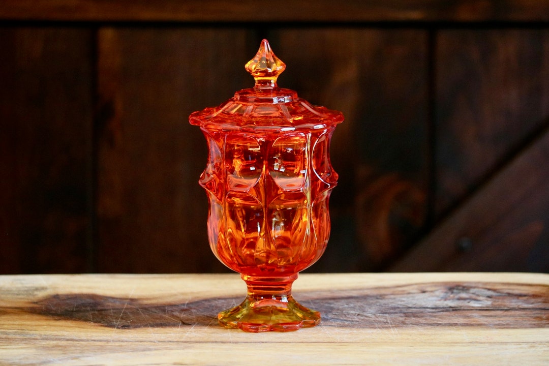 Vintage Orange Fenton Valencia Cigarette Box, Bougie Fall Decor, Retro ...