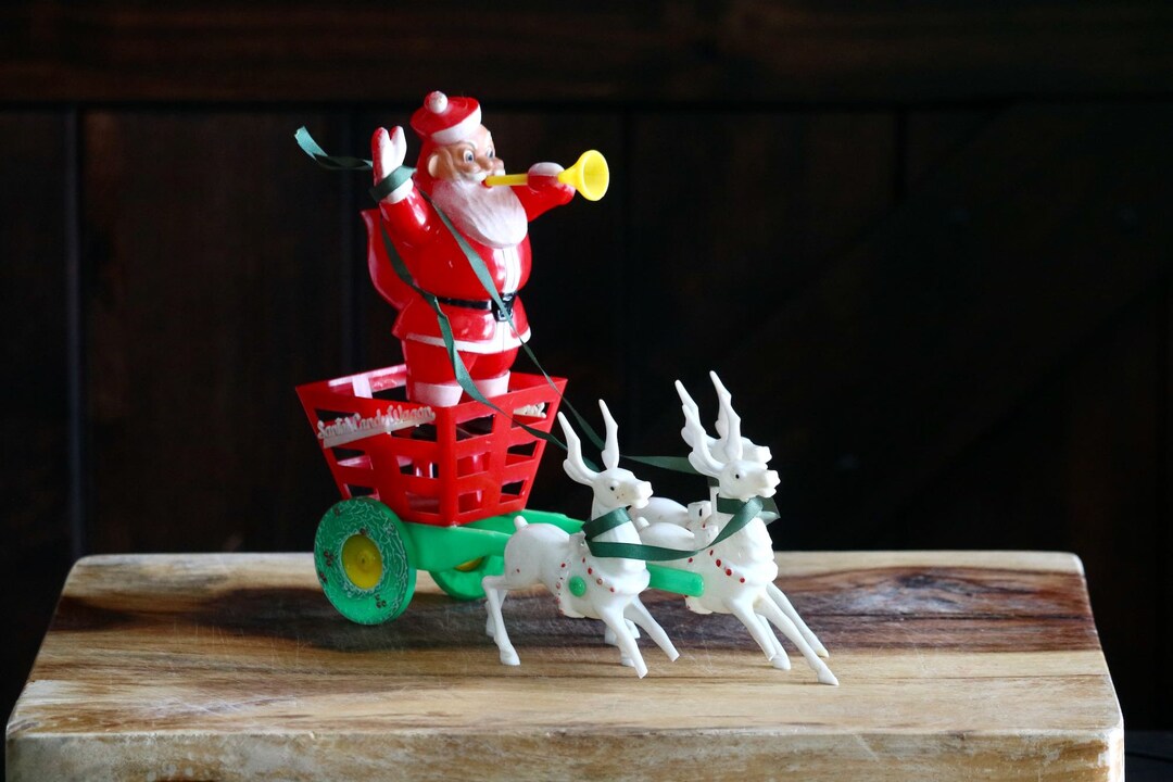 Plastic Rosbro Rosen Santa Candy Wagon, Vintage Christmas Decor, Cute ...