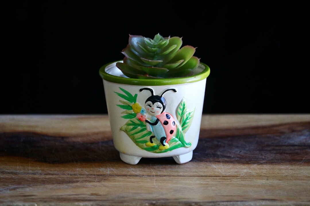 Vintage Inarco Ladybug Planter, Cute Spring Decor, Smiling Lady Bug ...