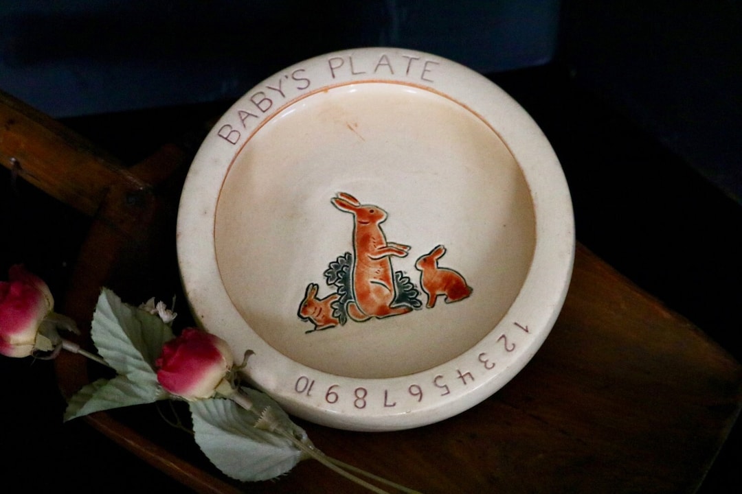 Antique Weller Zona Pottery Bunny Bowl, Cute Easter Tableware, Rolled ...