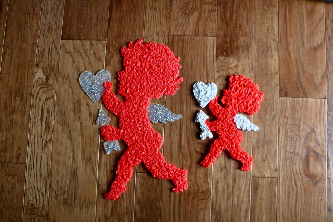 Kitschy Plastic Melted Popcorn Cupids, Vintage Valentine Decor, 2 ...