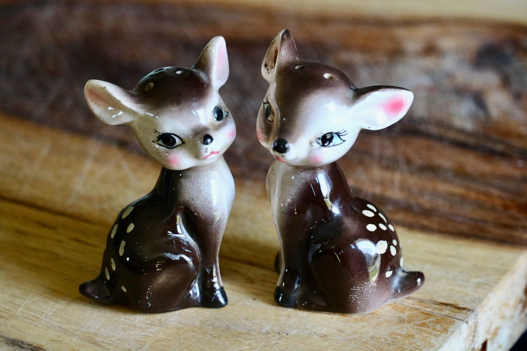 Vintage Deer Salt and Pepper Shakers, Retro Kitchenalia, Cute Ceramic ...