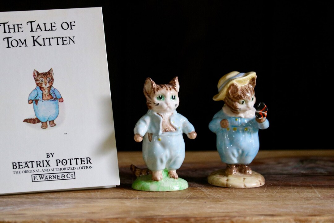 Vintage Beatrix Potter Tom Kitten Figurines, Comes With a Book Cat With ...
